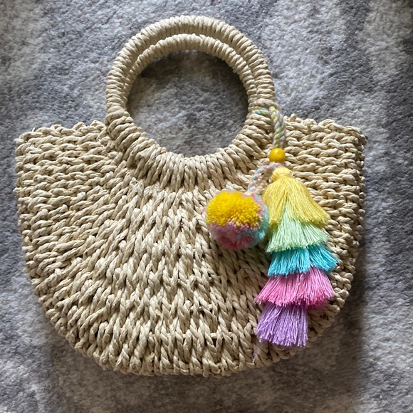 Bags | Brandnew Straw Minibag With Tassel And Strap | Poshmark